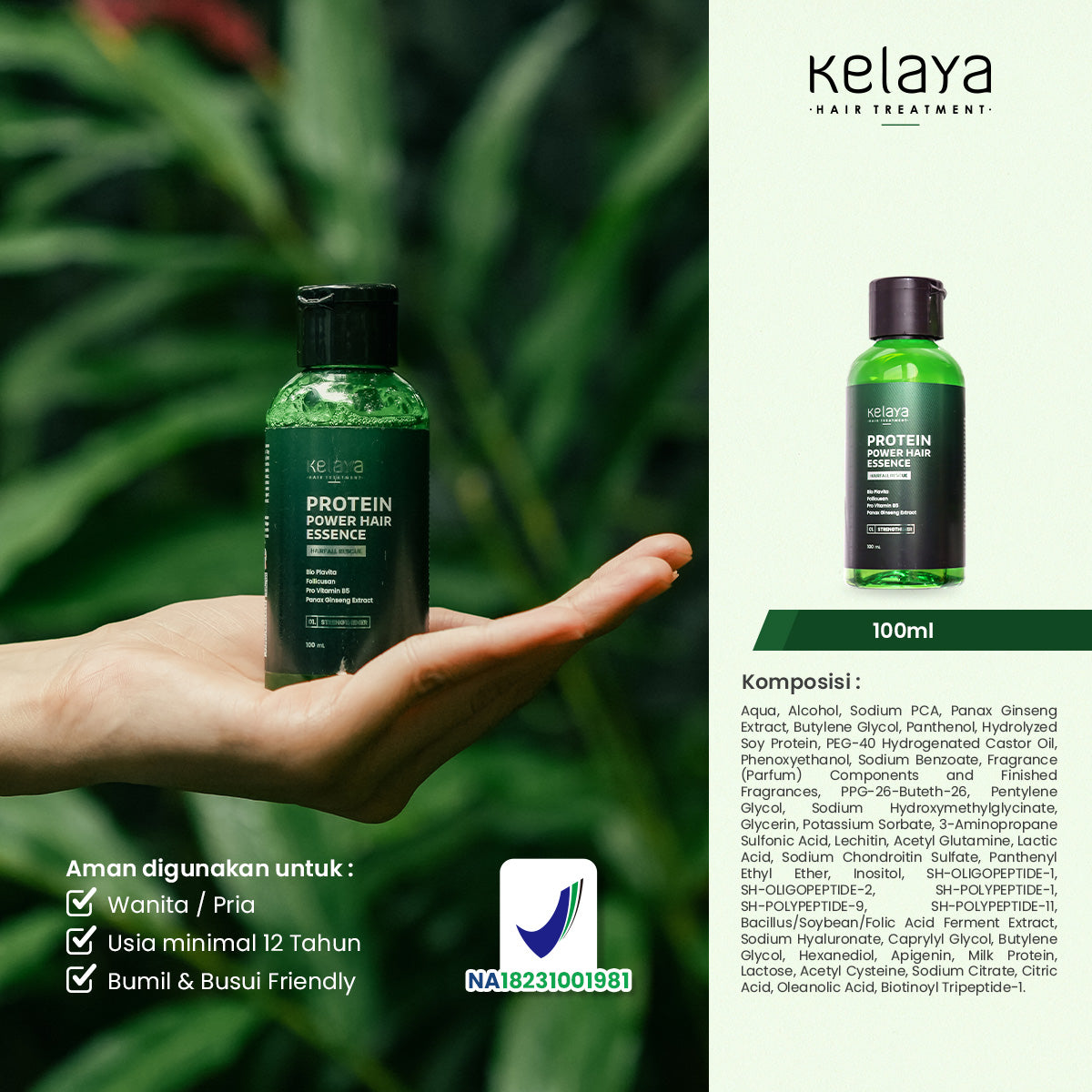 Kelaya Hair Tonic 100ml Protein Power Hair Essence Hair Tonic Rambut R